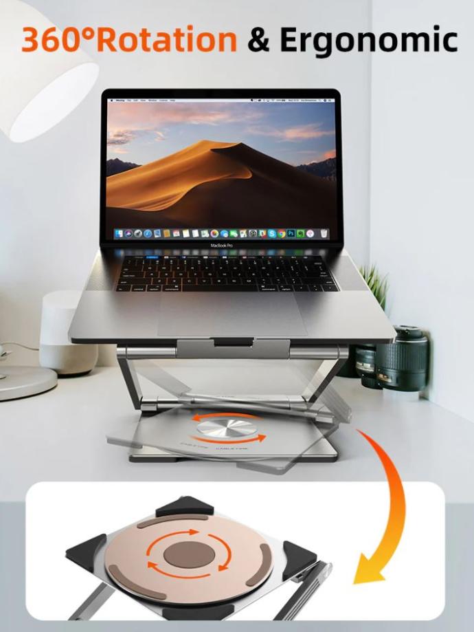 CABLETIME- 360° Rotation Laptop stand with 6-IN-1 HUB, SKU- CT-LSH01-AS ...